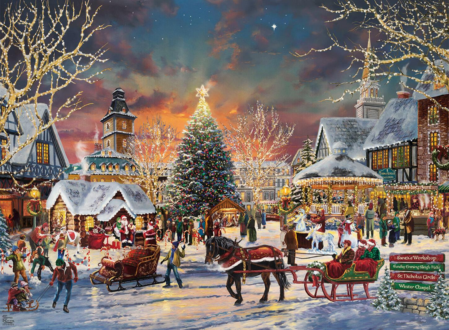 The Christmas Festival – Thomas Kinkade 1000 Piece Jigsaw Puzzle – All Jigsaw Puzzles