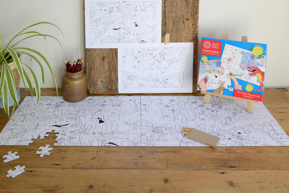 Natural History Museum Colouring 2 x 100 Piece Jigsaw Puzzle Set – All ...