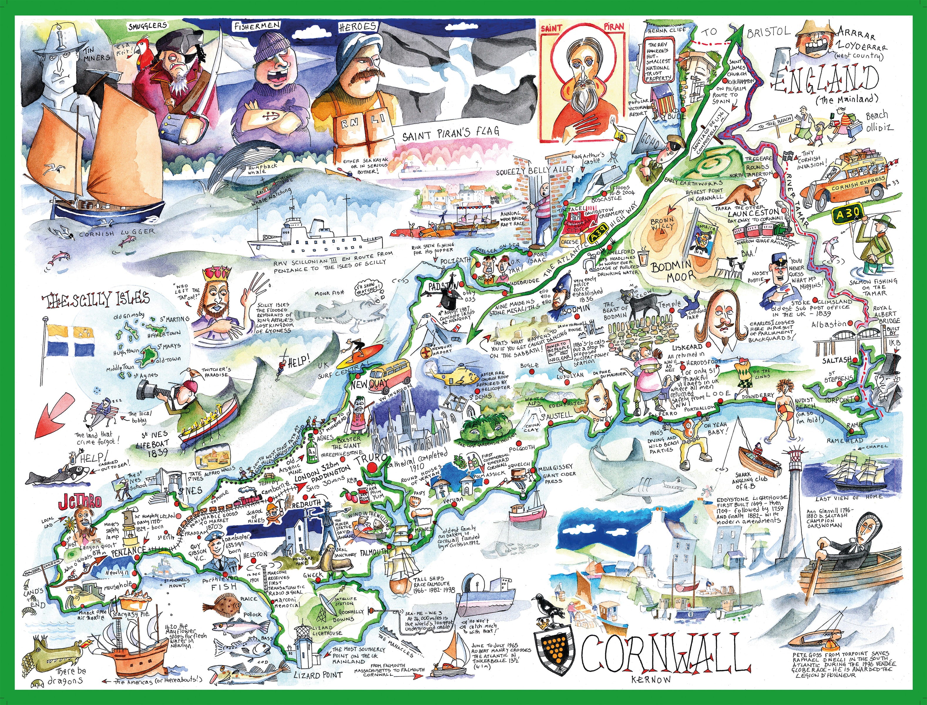 Map of Cornwall - Tim Bulmer 1000 Piece Jigsaw Puzzle – All Jigsaw Puzzles
