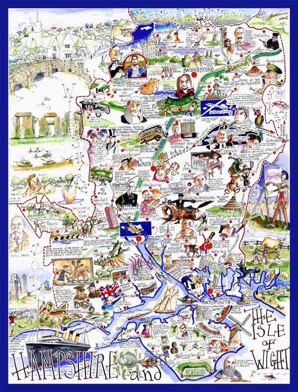 Map of Hampshire - Tim Bulmer 1000 Piece Jigsaw Puzzle – All Jigsaw Puzzles