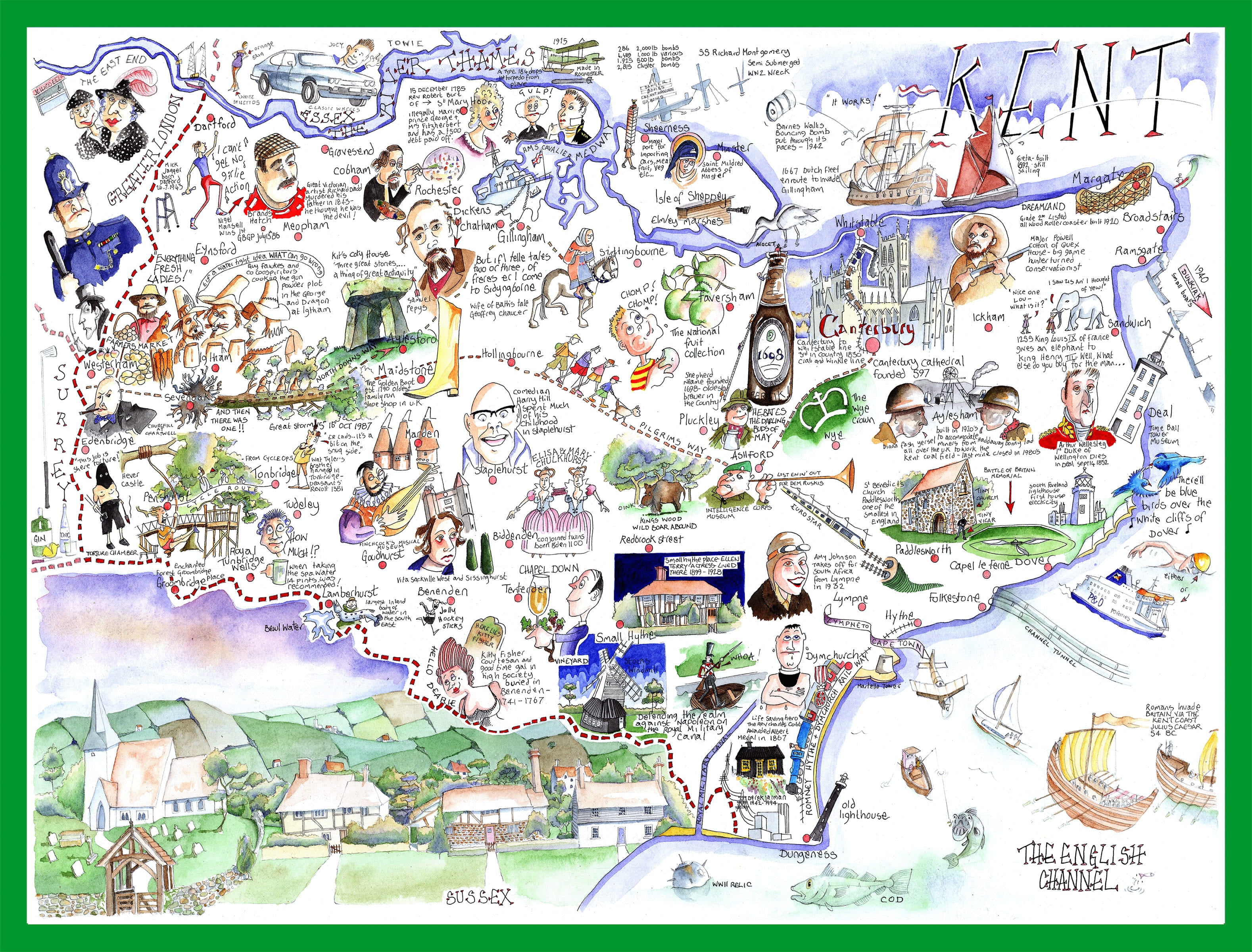 Map of Kent - Tim Bulmer 1000 Piece Jigsaw Puzzle – All Jigsaw Puzzles