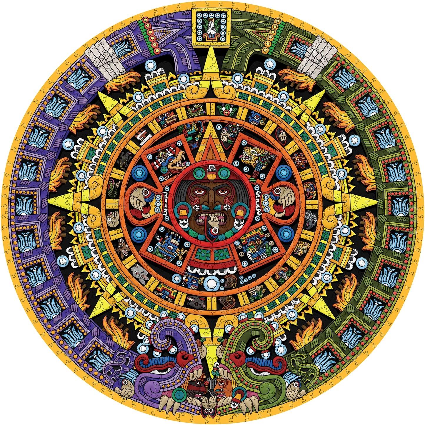 Michael Angulo: Aztec Sun Stone 1000 Piece Circular Jigsaw Puzzle – All ...
