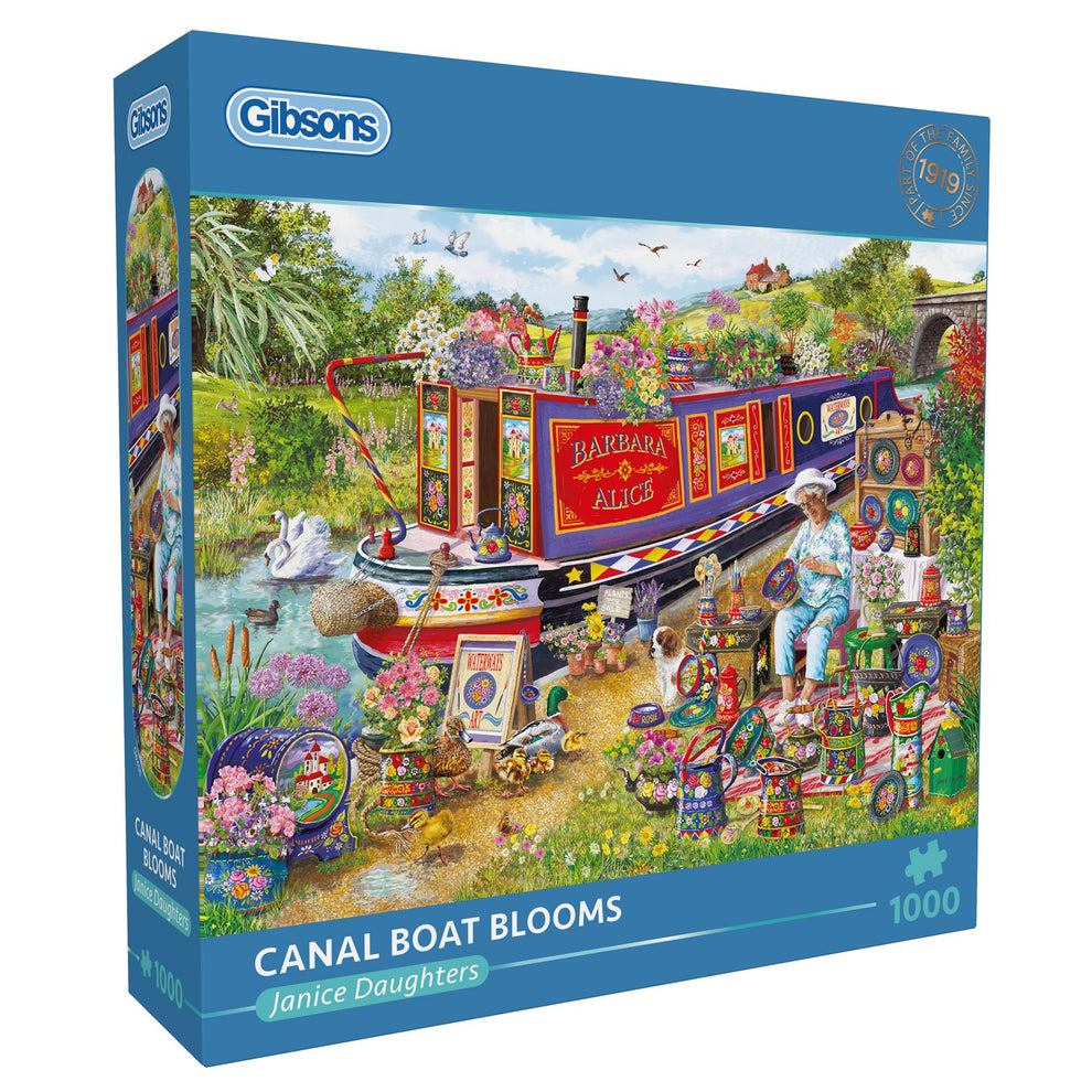 Canal Boat Blooms 1000 Piece Jigsaw Puzzle – All Jigsaw Puzzles