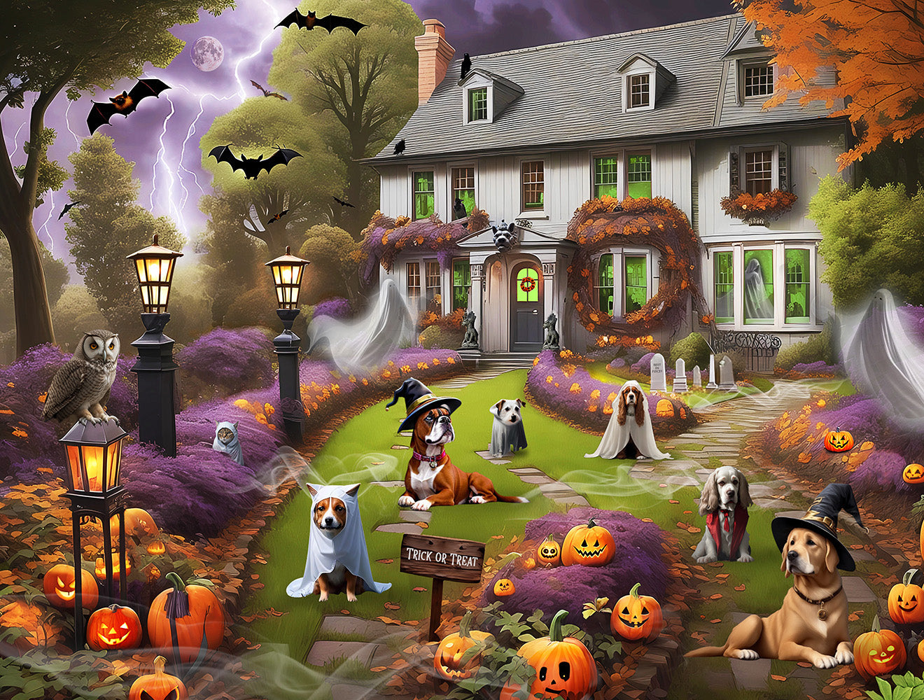 Dogs at a Haunted House 1000 or 500 Piece Jigsaw Puzzle | All Jigsaw ...