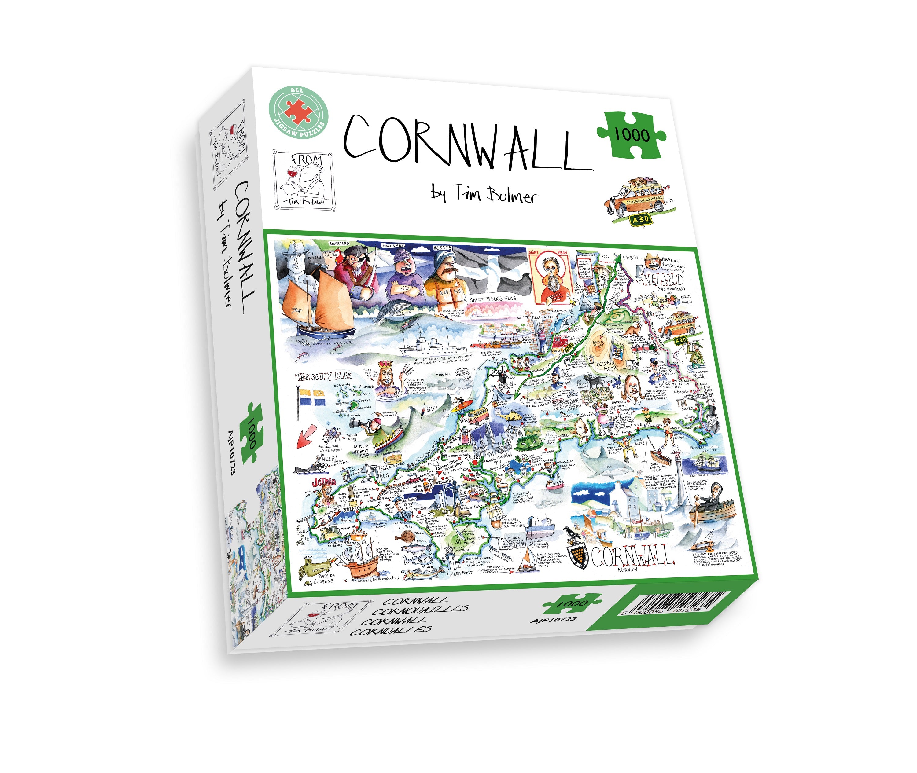 Map of Cornwall - Tim Bulmer 1000 Piece Jigsaw Puzzle – All Jigsaw Puzzles