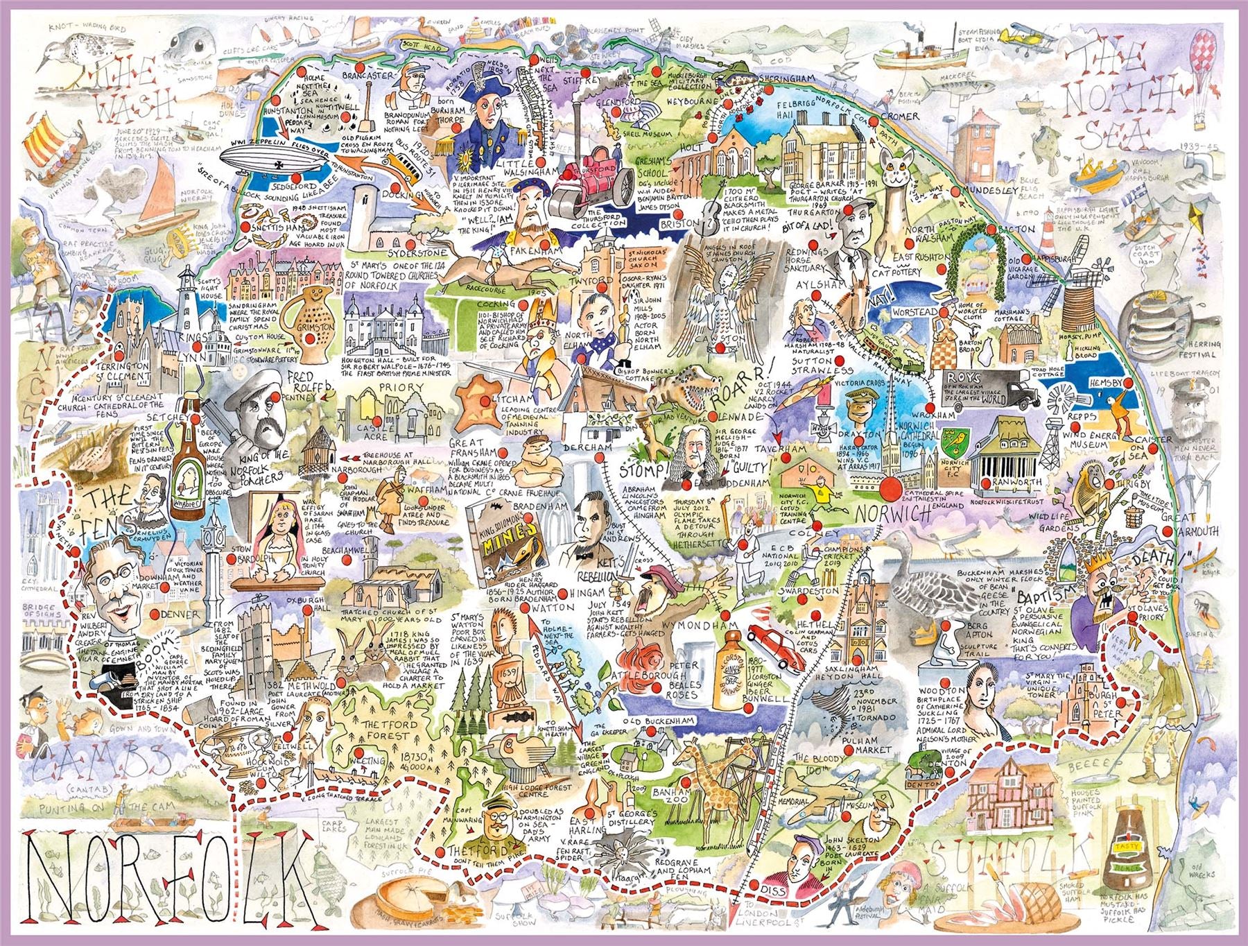 Map of Norfolk - Tim Bulmer 1000 Piece Jigsaw Puzzle – All Jigsaw Puzzles