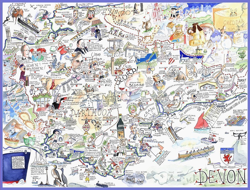 Map of Devon - Tim Bulmer 1000 Piece Jigsaw Puzzle – All Jigsaw Puzzles
