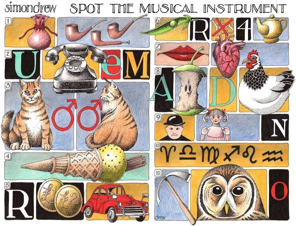 Spot the Musical Instrument - Simon Drew - 1000 Piece Jigsaw – All ...